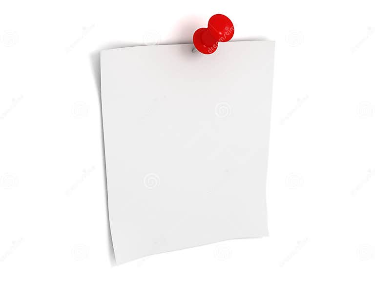 Note paper with red pin stock illustration. Illustration of paper ...