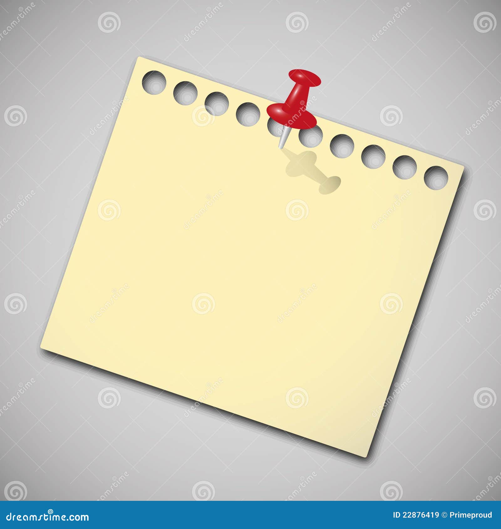 Note paper with red pin. stock illustration. Illustration of memo ...