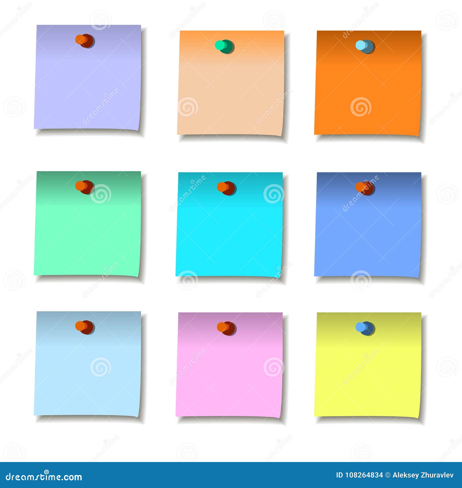 Note Paper Set. Notes, Post Memo Papers Isolated on White Background ...