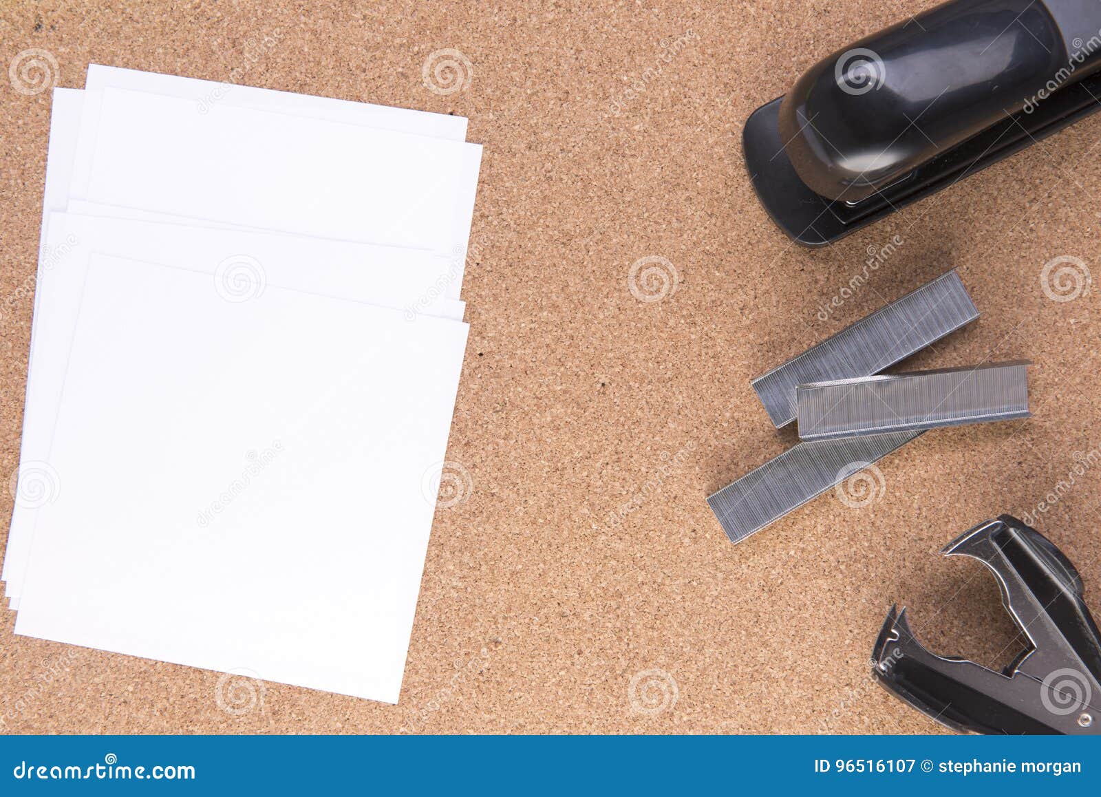 Note Paper with Staples and a Stapler Stock Image - Image of board ...