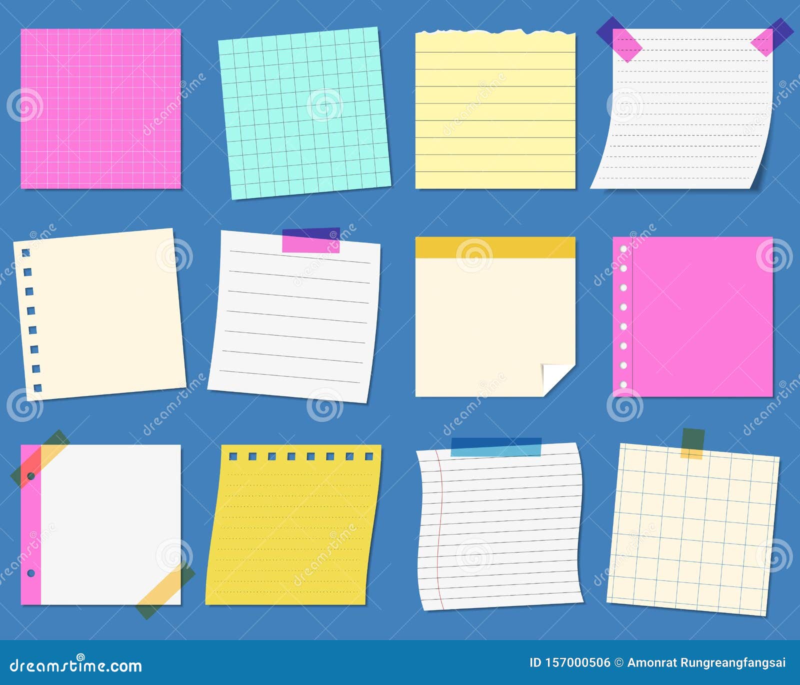 Note Paper or Sticky Note Vector Set Stock Vector - Illustration of ...