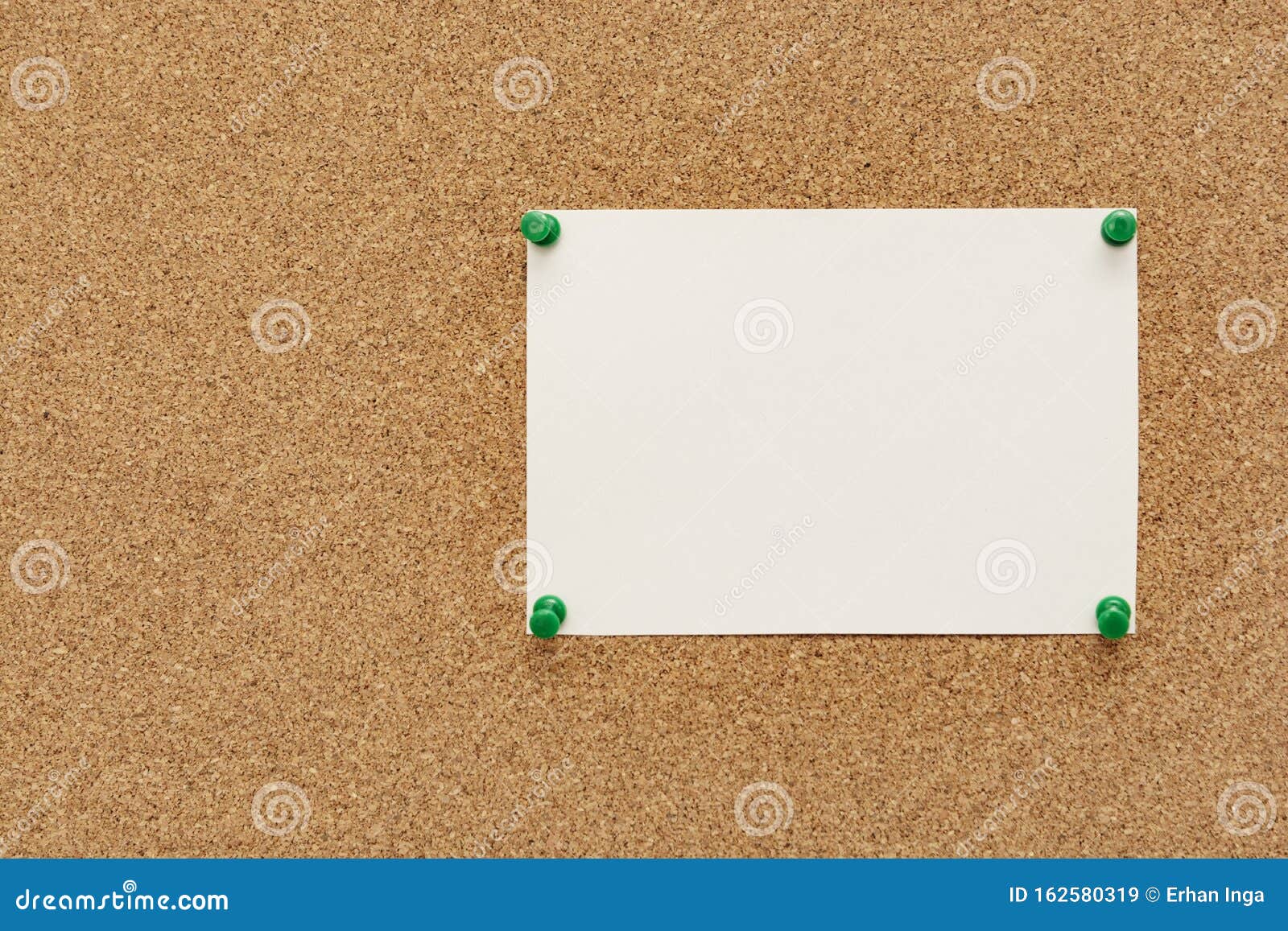 Note Paper Swith Push Pins on Cork Board. Empty Paper Pages for Notes ...