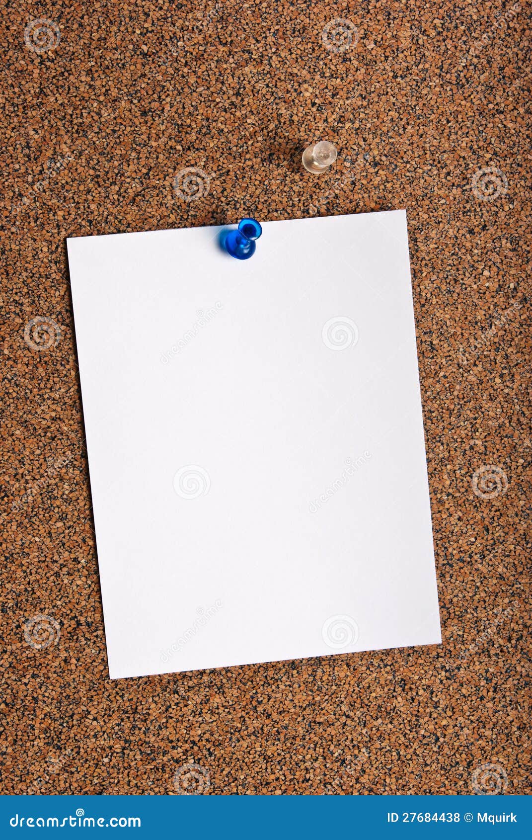Note Paper Tacked on a Cork Board Stock Photo - Image of empty, pushpin ...