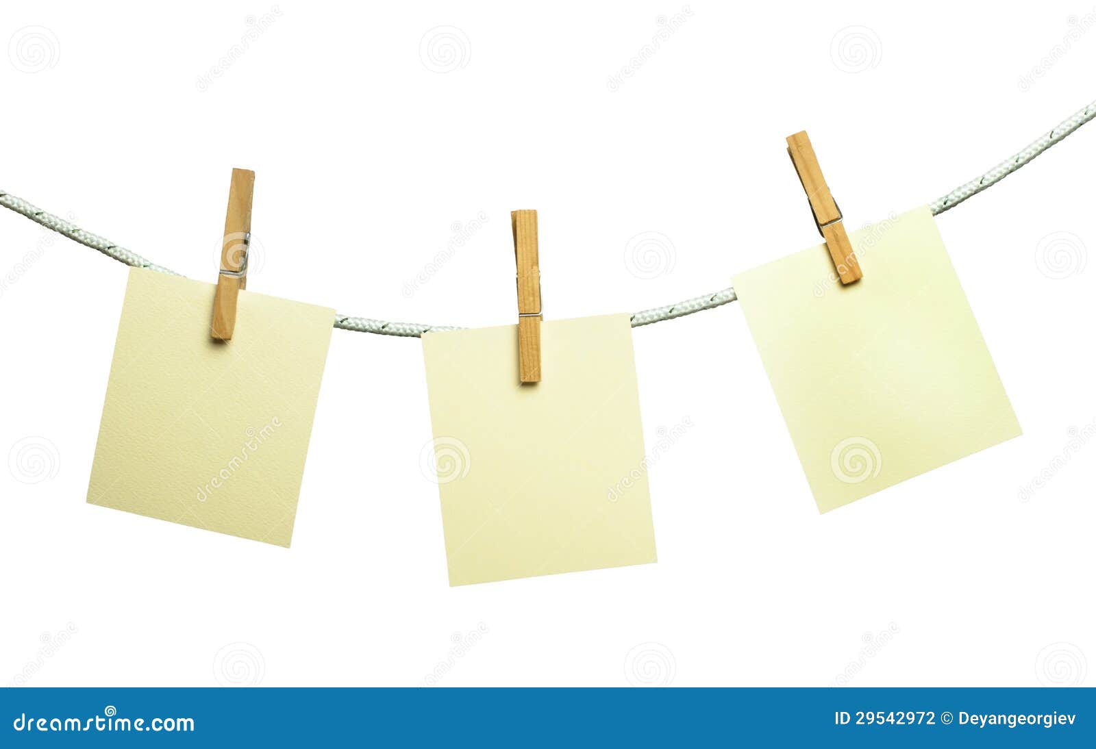 Note Papers Hooked on a Rope Stock Photo - Image of black, message ...
