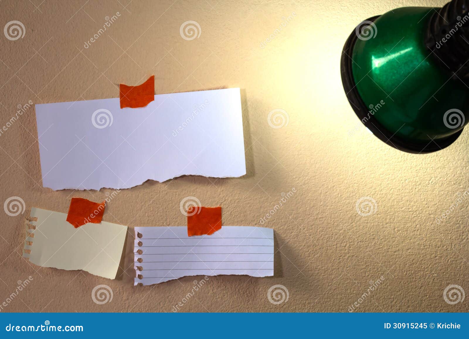 Note papers and lamp stock image. Image of memo, board - 30915245