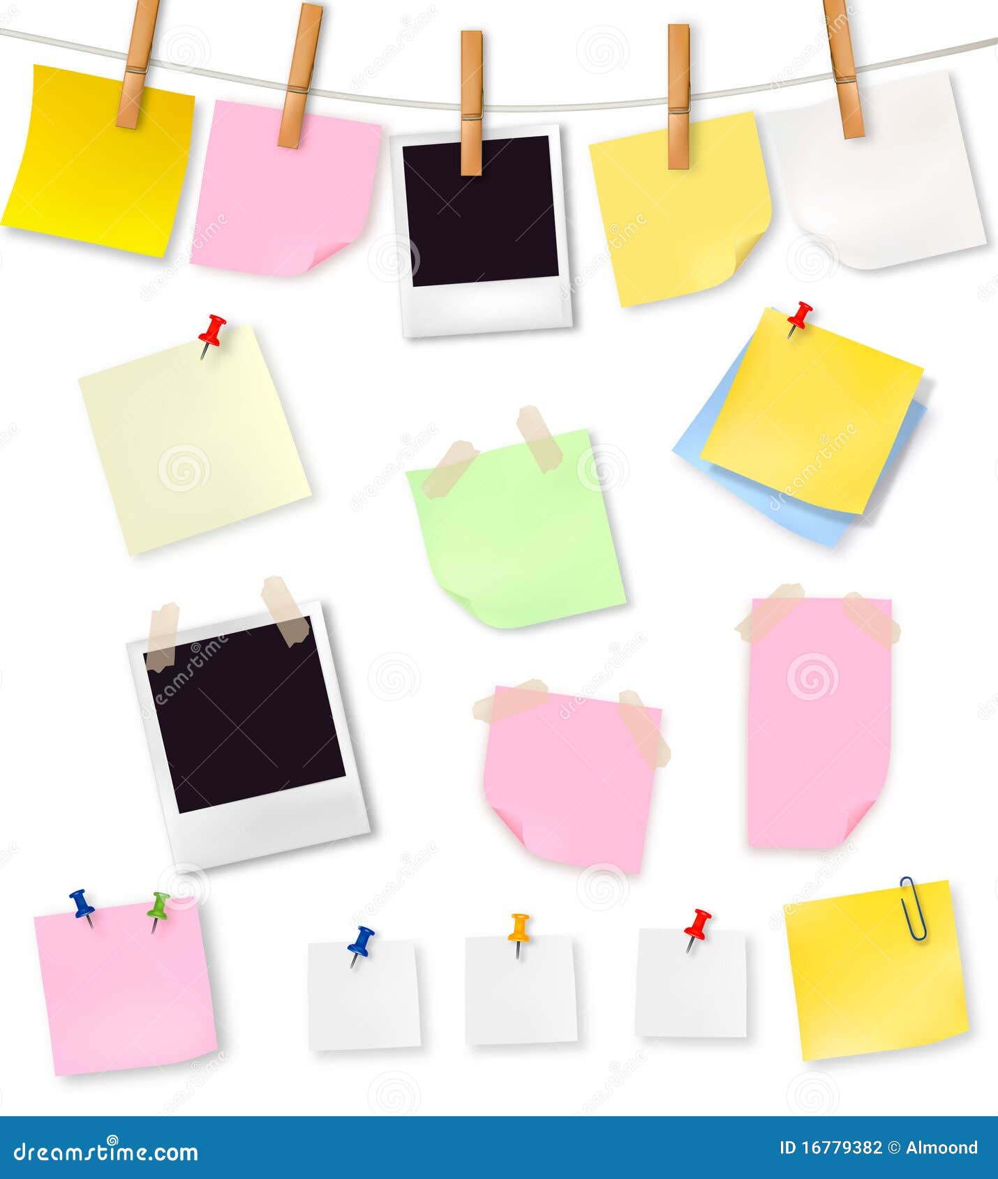 Note Papers and Office Supplies. Stock Vector - Illustration of object ...