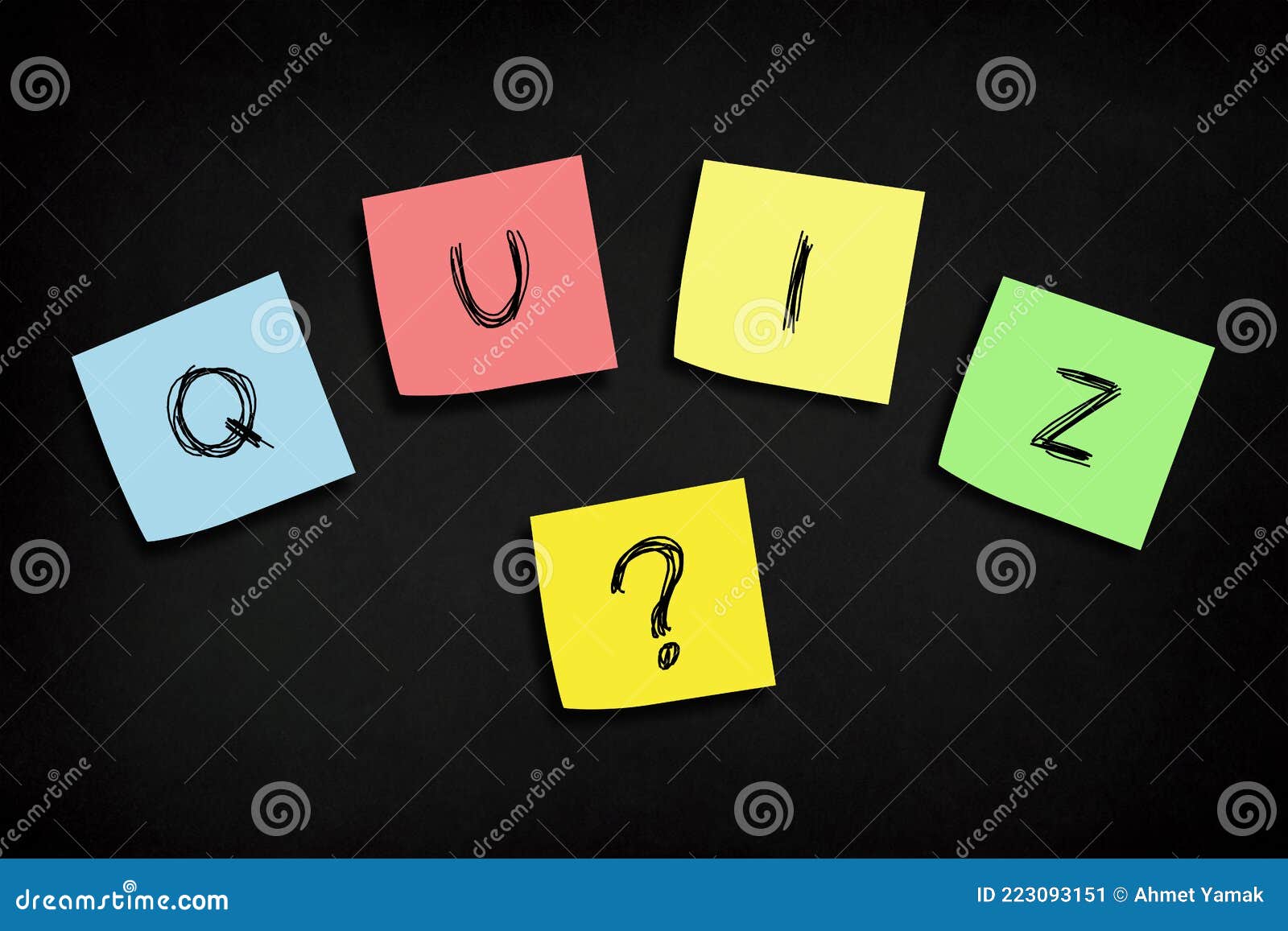Note Papers with Quiz Time Concept Design on Chalkboard Stock Image ...