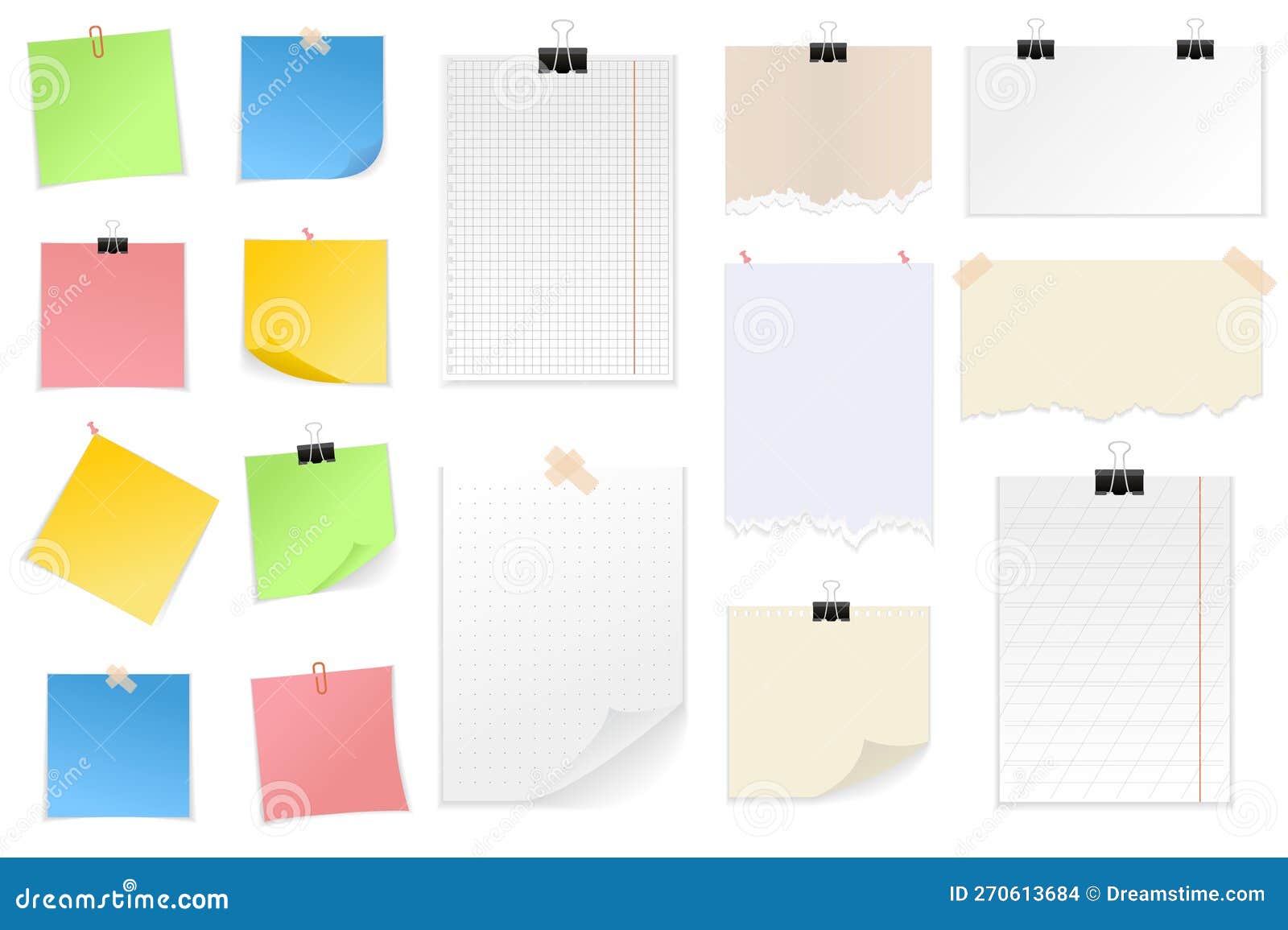 Note Papers Set Graphic Elements in Flat Design. Vector Illustration ...