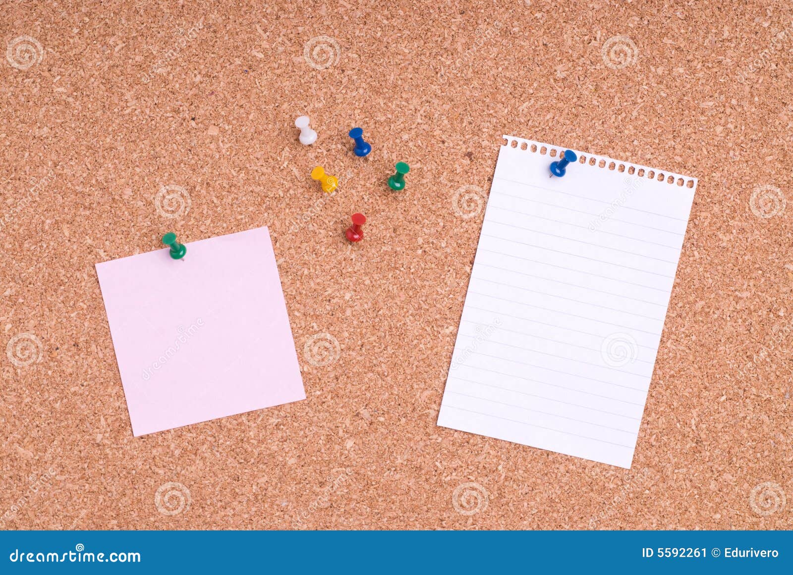 Note Papers with Tacks on Cork Stock Image - Image of remind, paper ...