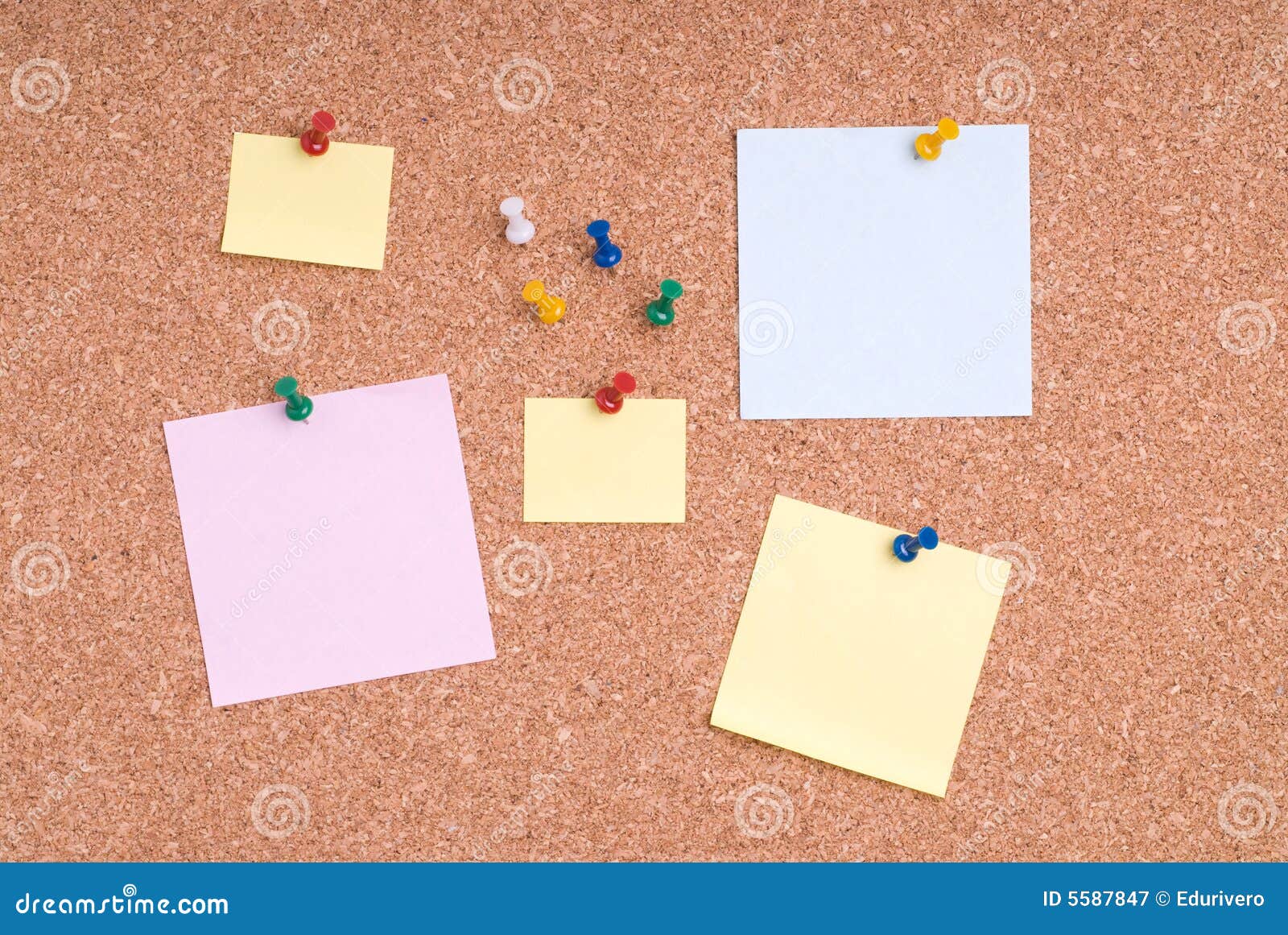 Note Papers with Tacks on Cork Surface Stock Image - Image of tack ...