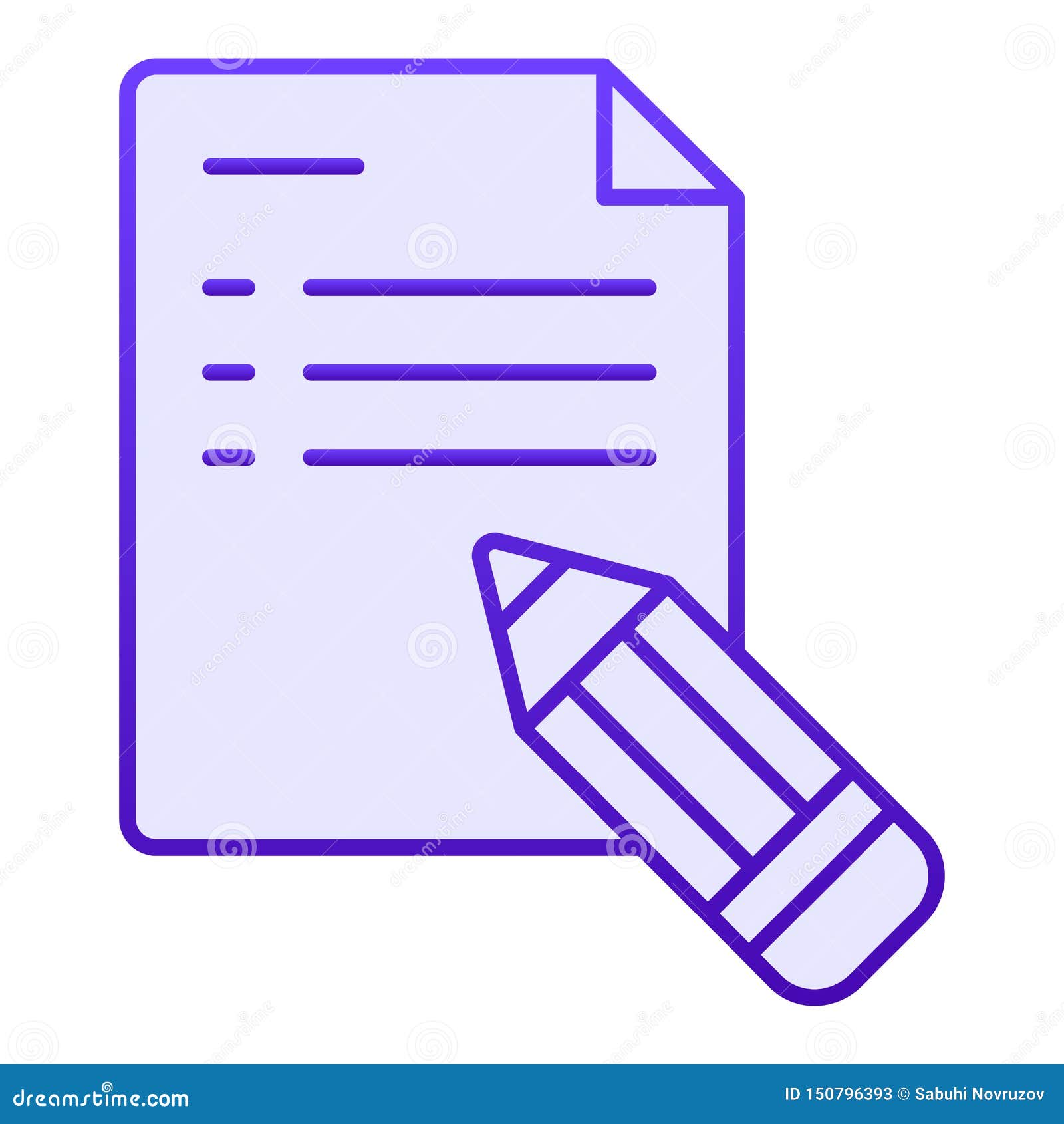 Note and Pencil Flat Icon. Pencil and Document Blue Icons in Trendy ...