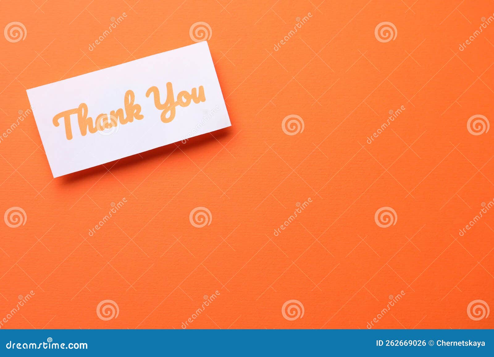 Note with Phrase Thank You on Orange Background, Top View. Space for ...