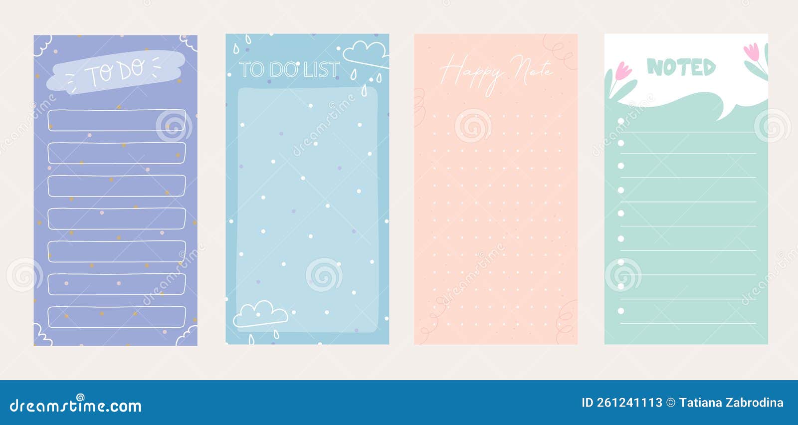 Daily note planners. stock vector. Illustration of sticker - 261241113