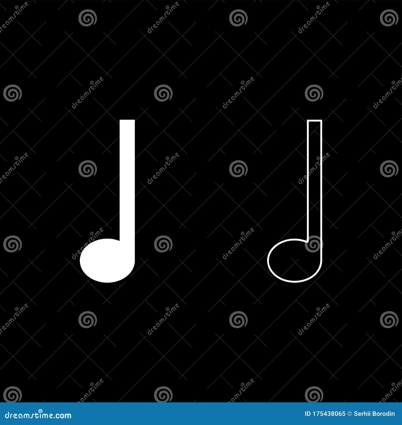 Note Quarter Fourth Icon Outline Set White Color Vector Illustration ...