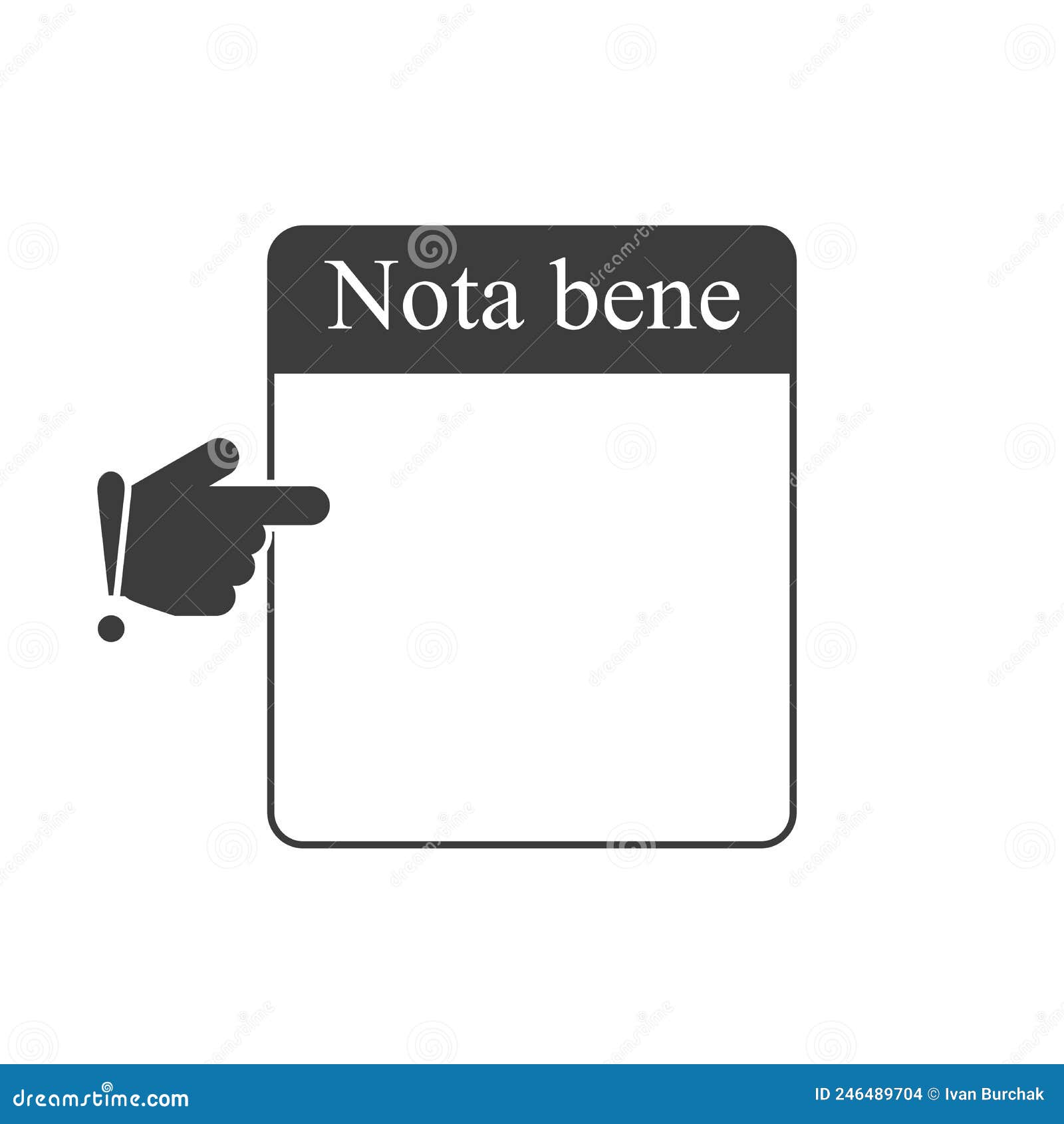 Note, Quote, Footnote Textbox. Nota Bene Latin Phrase. Forefinger And ...