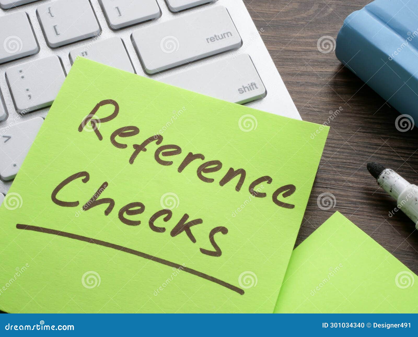 Note about Reference Checks on the Keyboard. Stock Photo - Image of ...