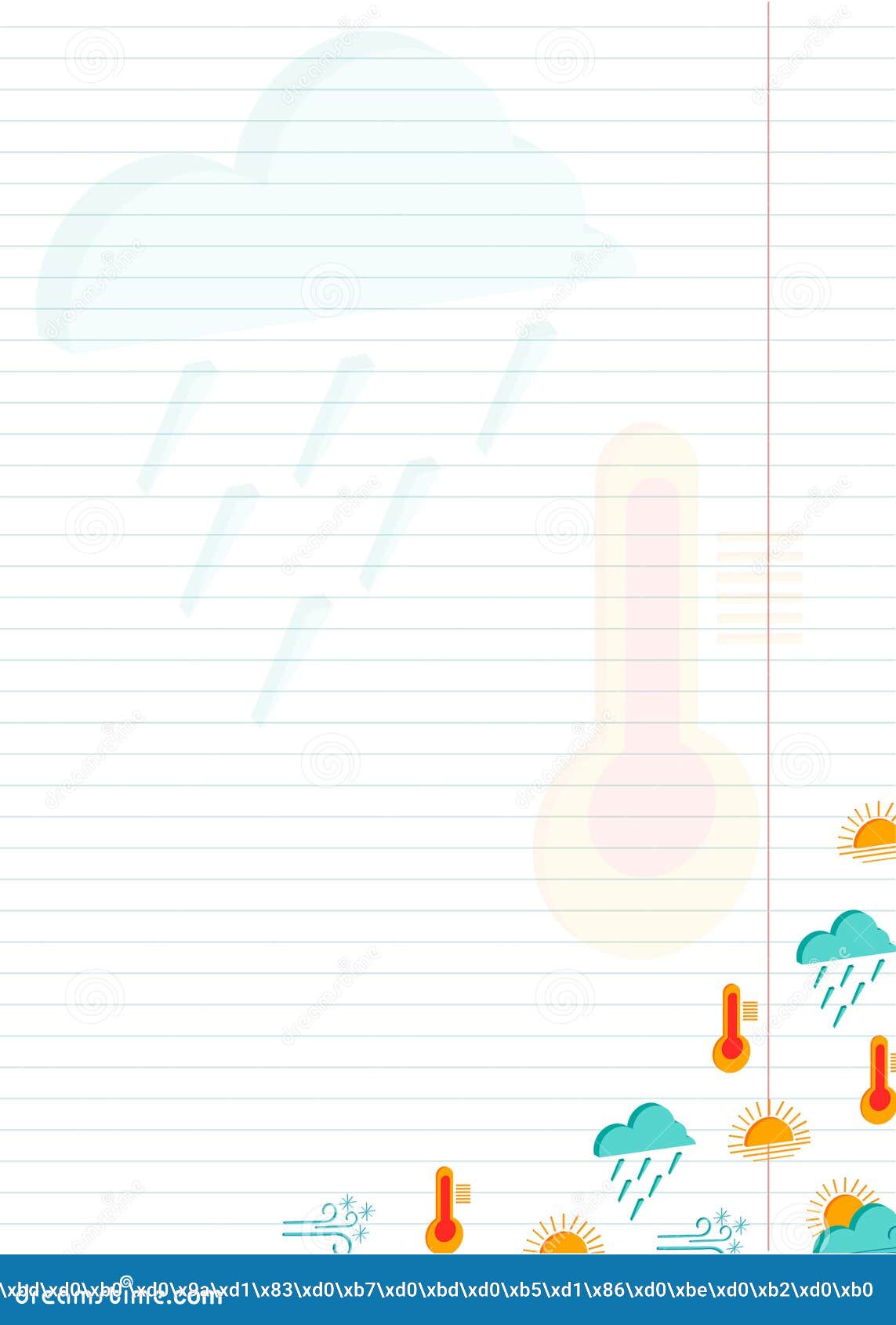 Note Sheet with Weather Icons Stock Vector - Illustration of weather ...