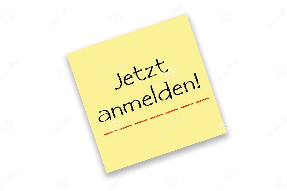 Note Sign up now in german stock image. Image of immediately - 193369313