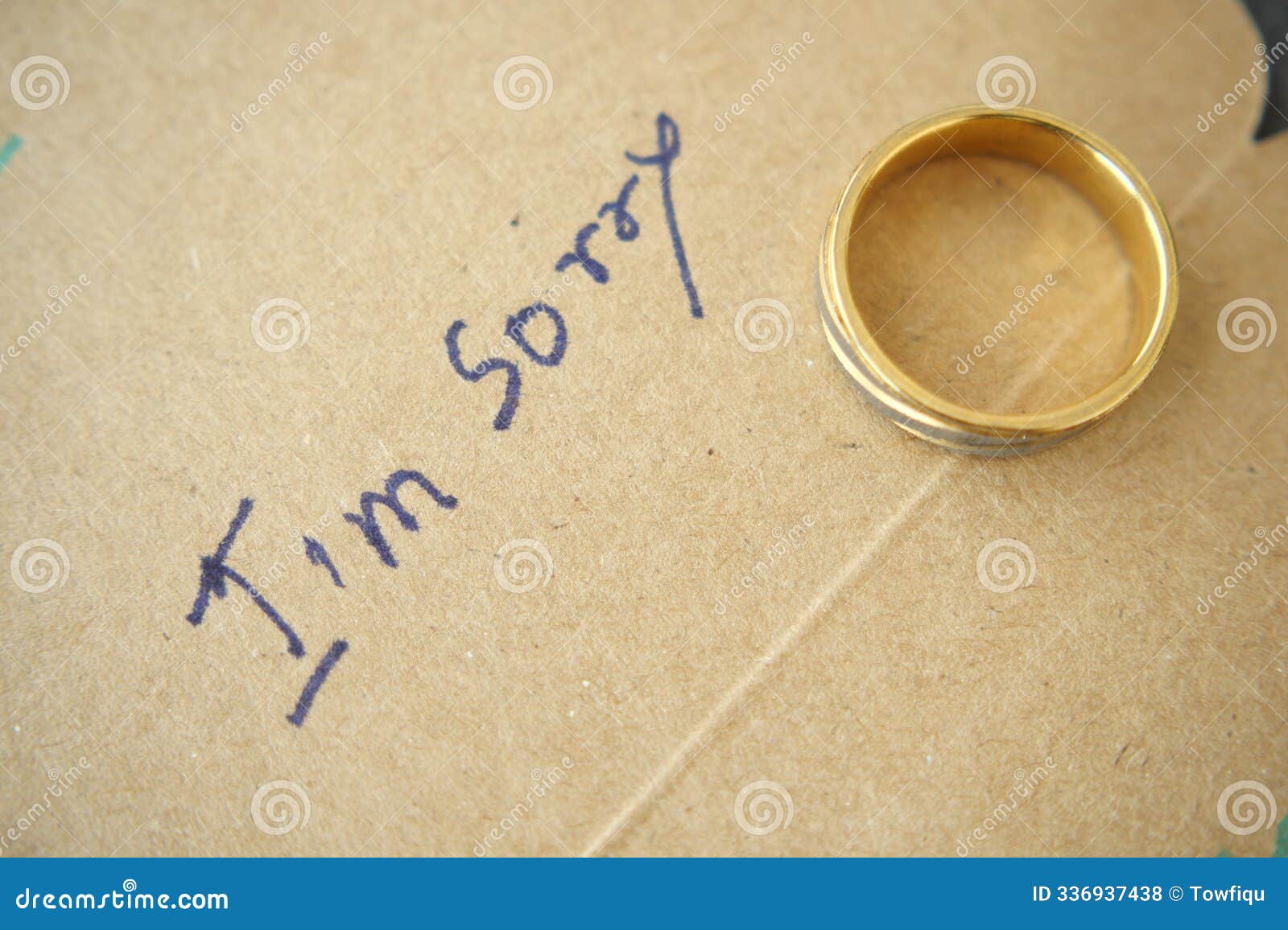 Note with the Sorry Word Next To a Wedding Ring. Stock Photo - Image of ...