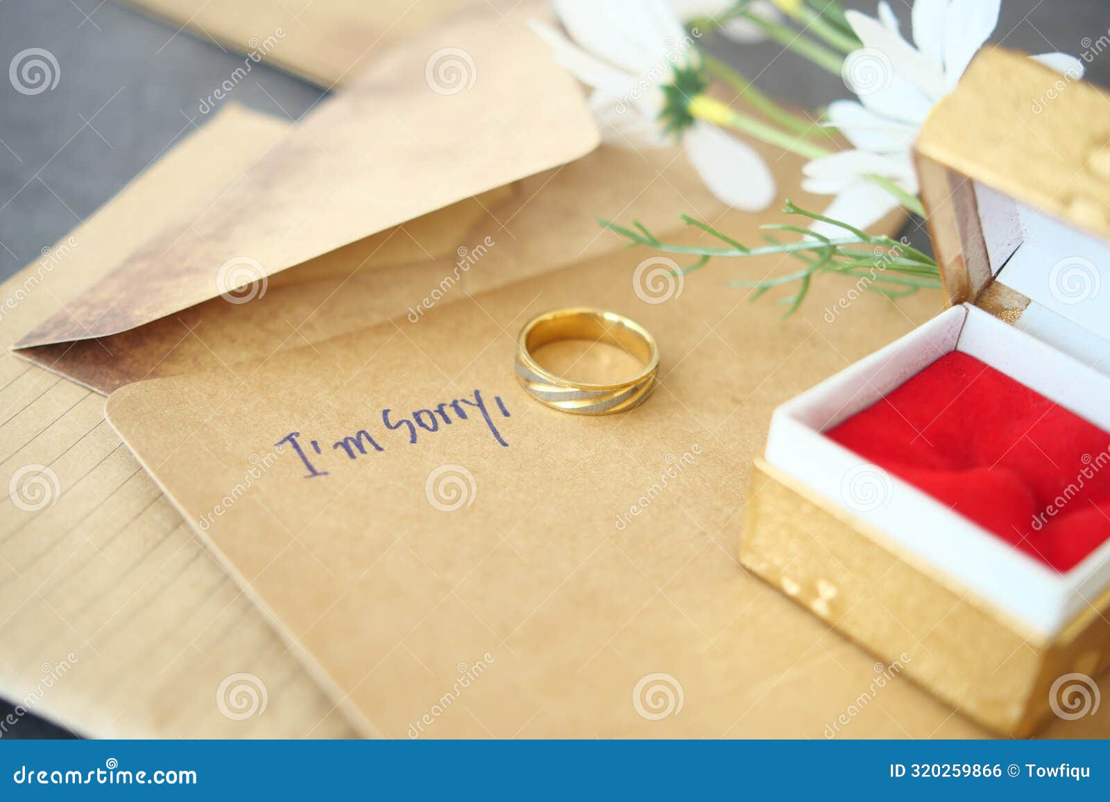 Note with the Sorry Word Next To a Wedding Ring. Stock Photo - Image of ...