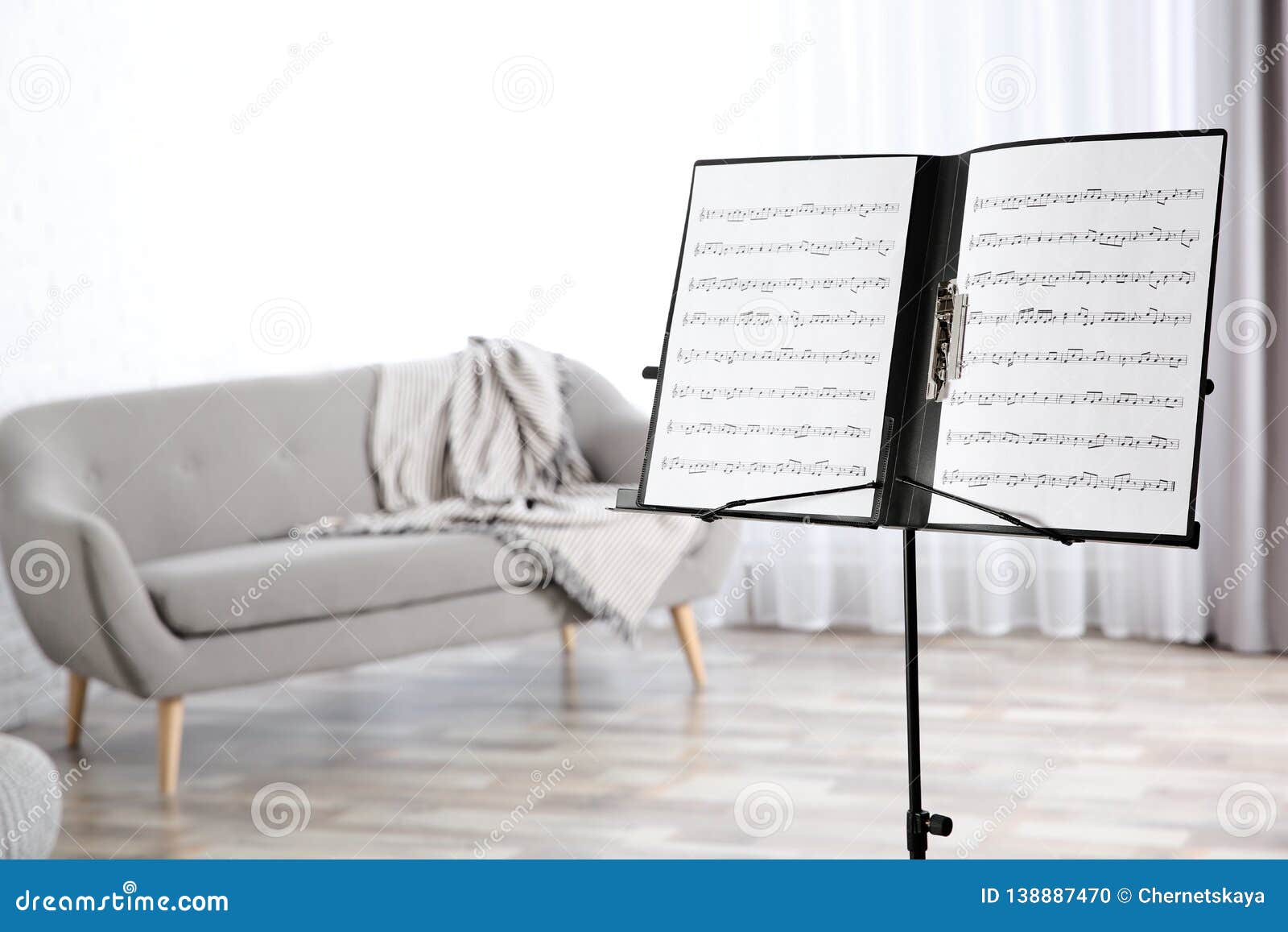 Note Stand with Music Sheets. Space for Text Stock Photo - Image of ...