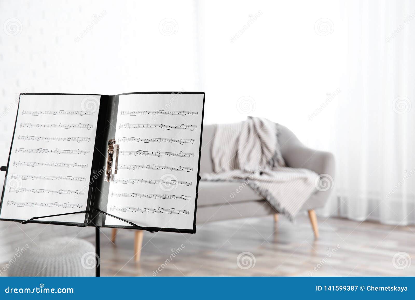 Note Stand with Music Sheets Indoors Stock Image - Image of equipment ...