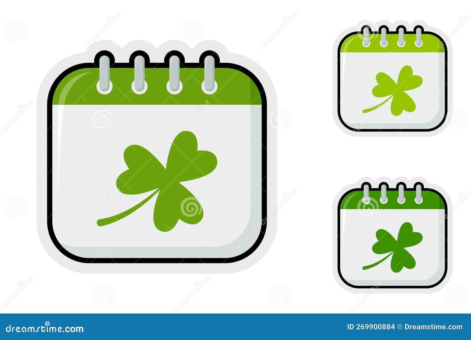 Note Sticker Set with Calendar with Clover Stock Vector - Illustration ...