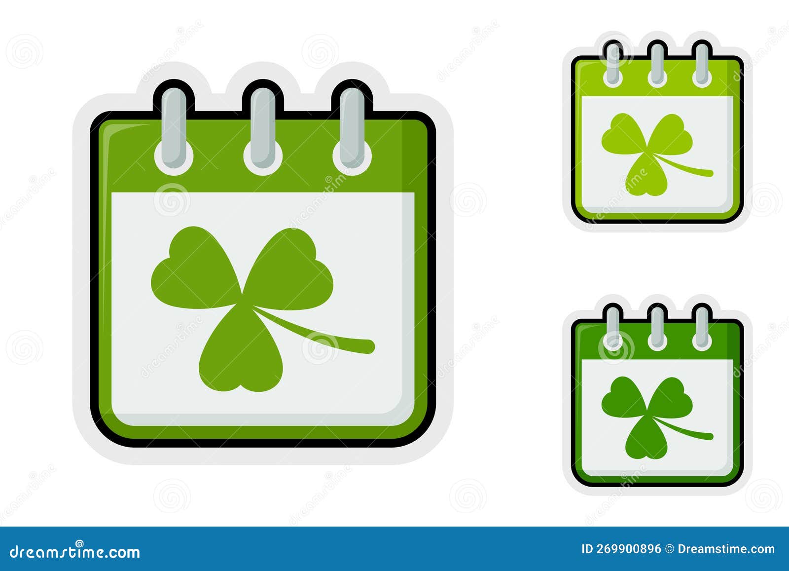 Note Sticker Set with Calendar with Clover Stock Vector - Illustration ...