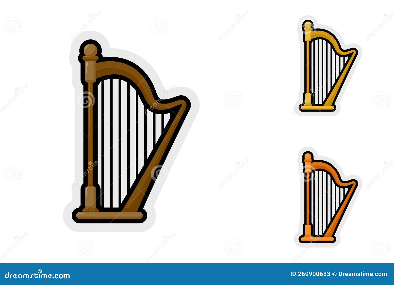 Note sticker set with Harp stock vector. Illustration of graphic ...