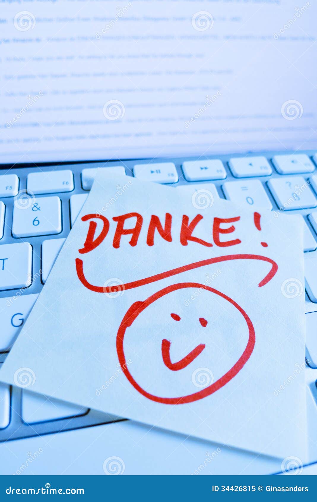 Note Sur Le Clavier D'ordinateur : Merci Image stock - Image du bureau ...