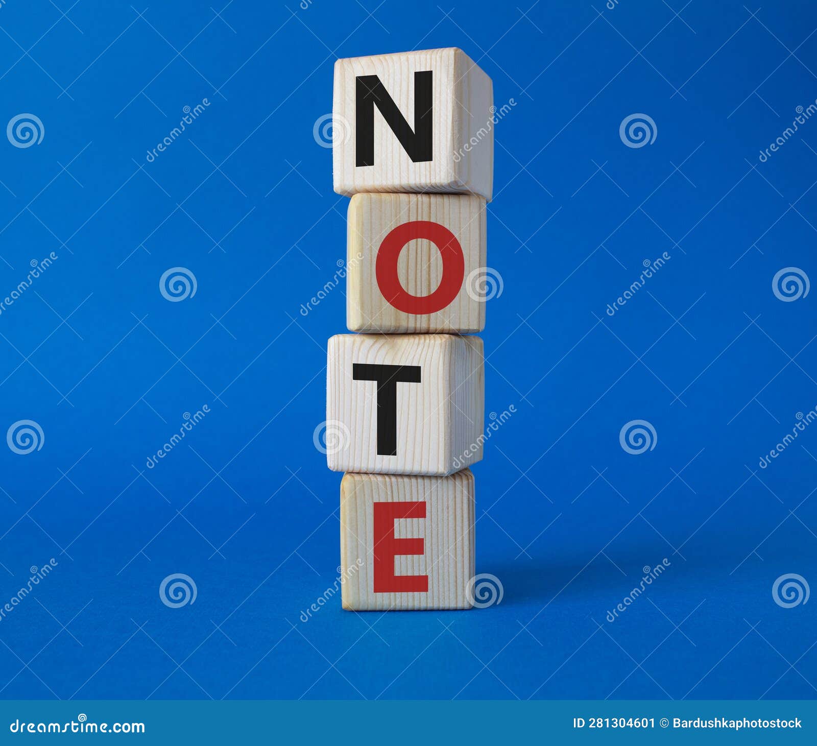 Note Symbol Concept Word Note On Wooden Cubes Beautiful Blue