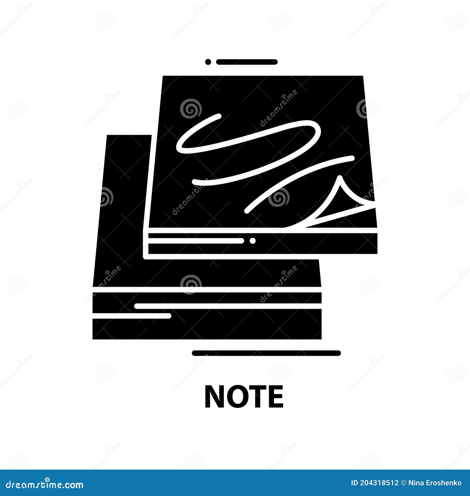 Note Symbol Icon, Black Vector Sign with Editable Strokes, Concept ...