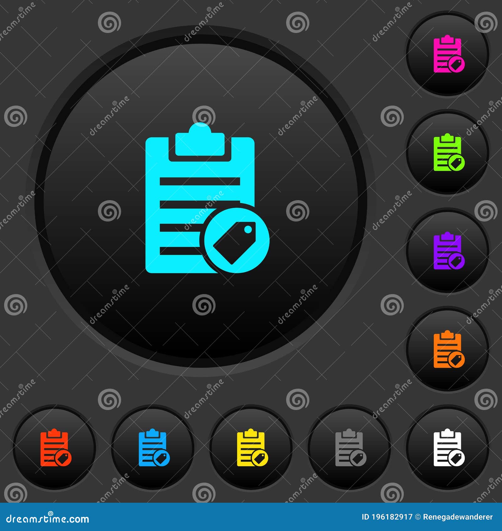 Note Tagging Dark Push Buttons with Color Icons Stock Vector ...