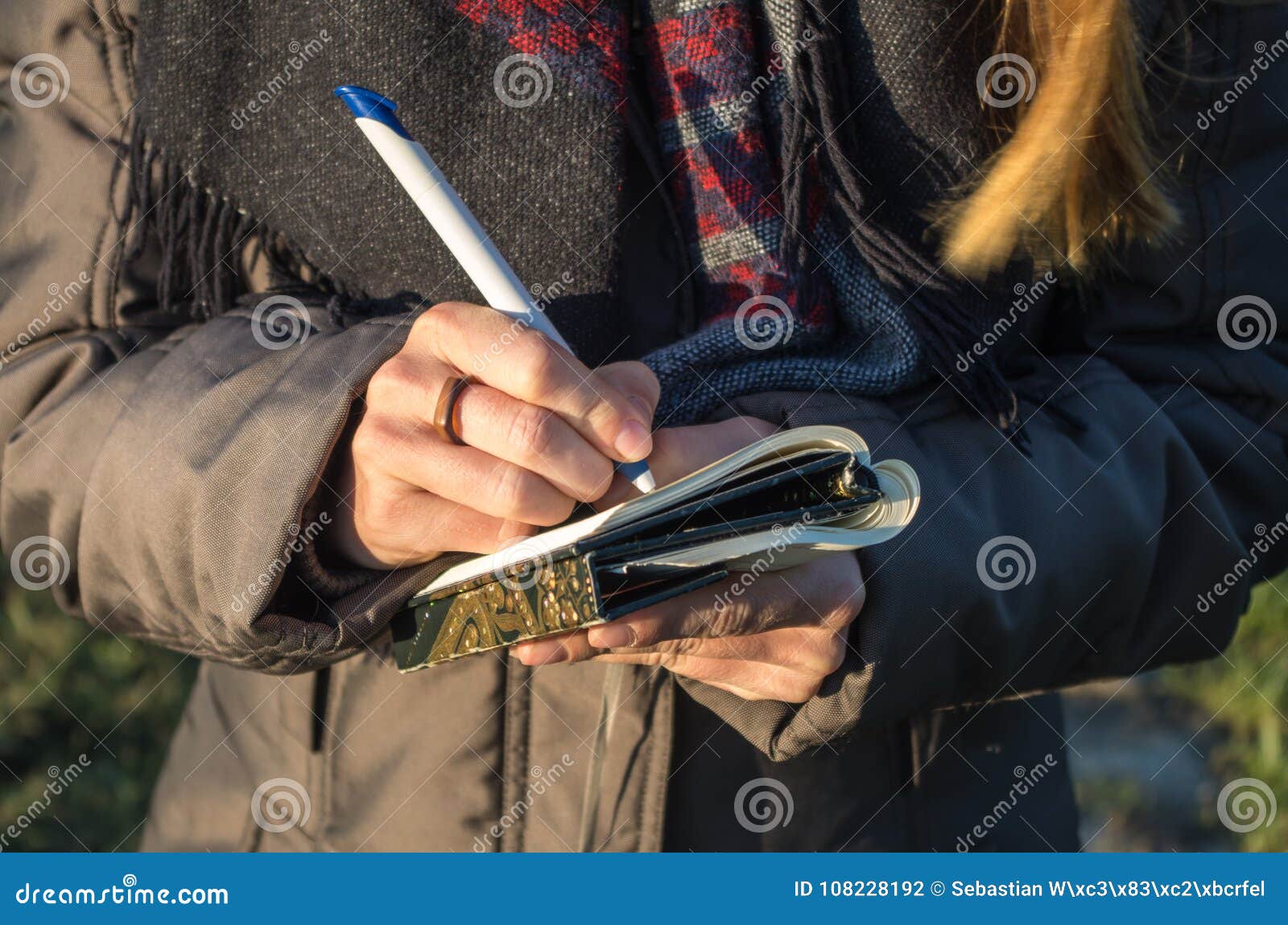 Note Taking and Brainstorming Outdoors Stock Photo - Image of spiral ...
