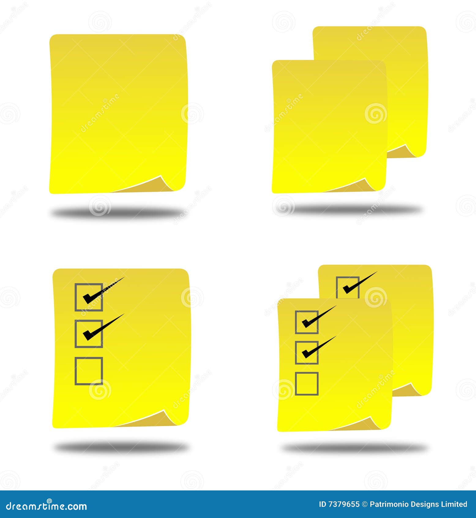 Note with tick mark icons stock illustration. Illustration of paper ...