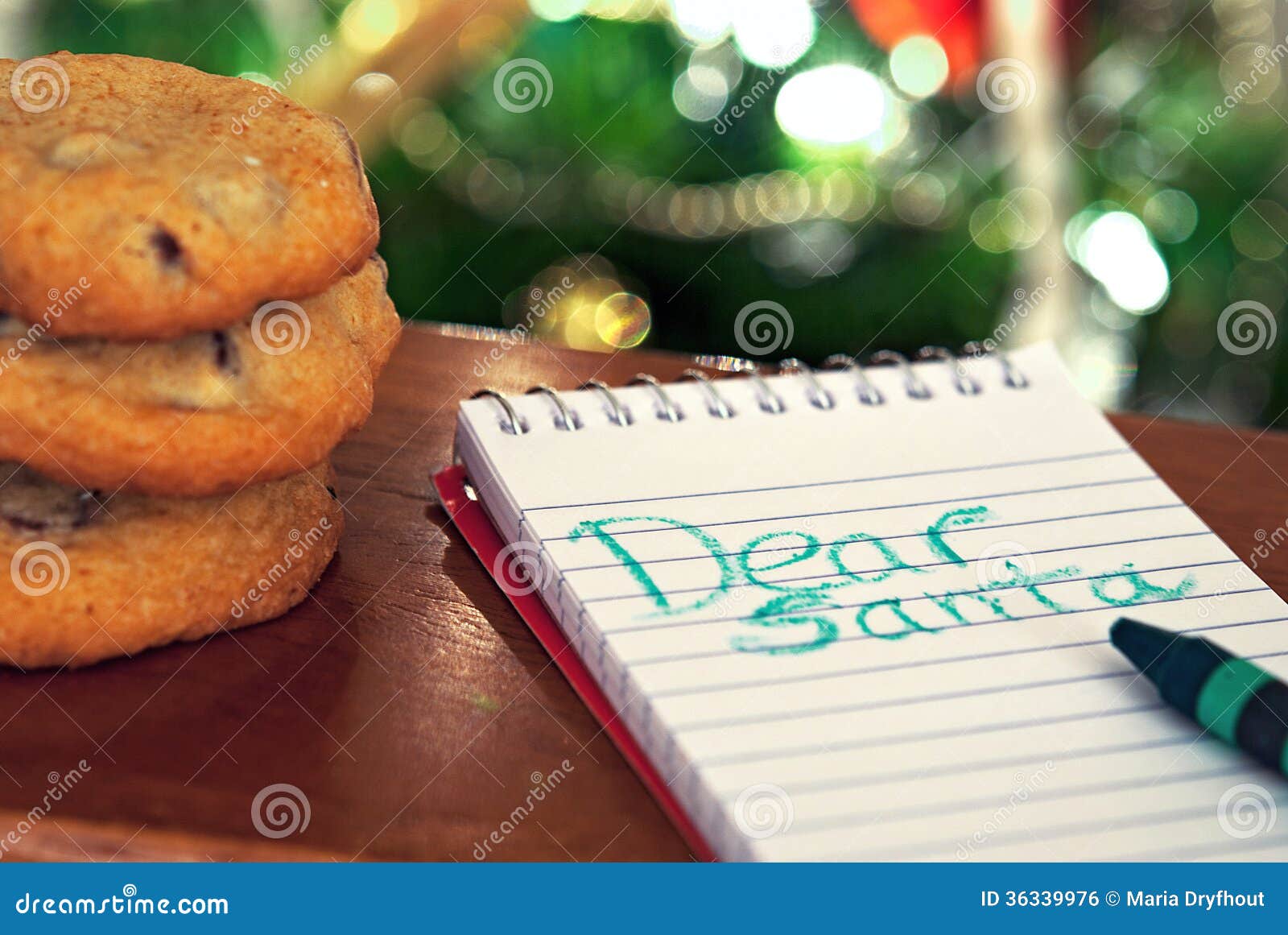 Note to Santa with cookies stock photo. Image of green - 36339976