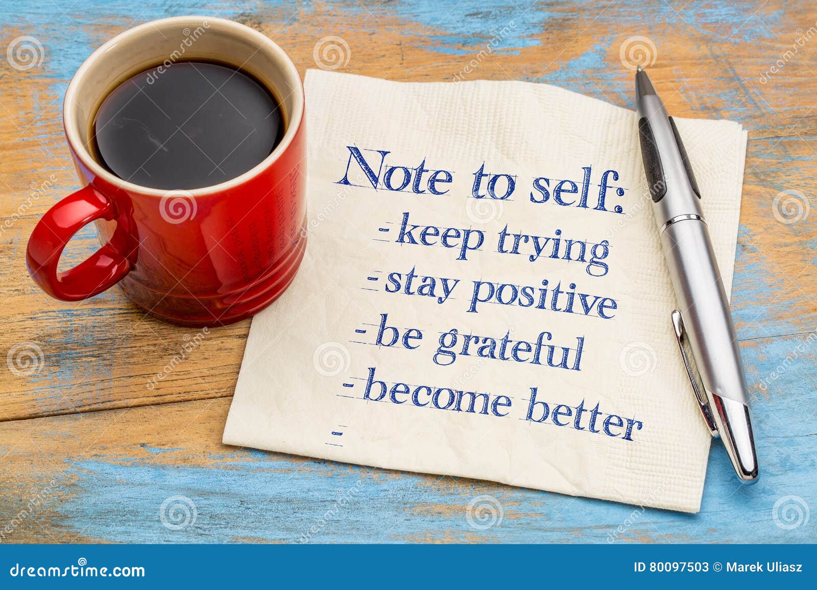 Note to self on a napkin stock image. Image of grateful - 80097503