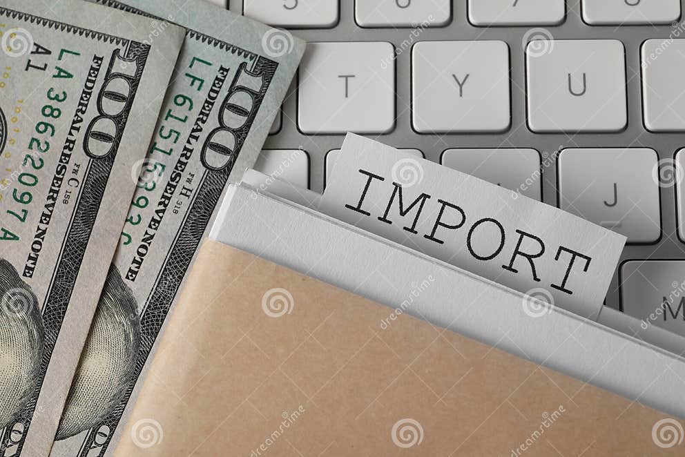Note with Word Import in Documentation and Dollar Banknotes on Computer ...