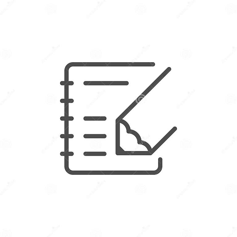 Note Writing Line Outline Icon Stock Vector - Illustration of save ...