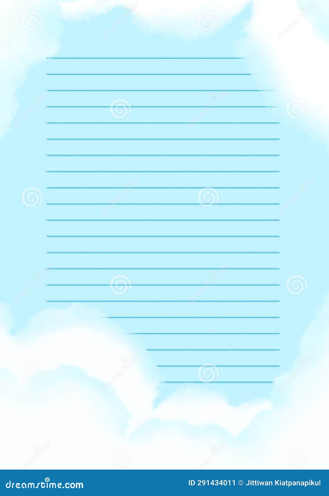 Note Writing Paper with Clouds Blue Sky Frame Pattern Template Graphic ...