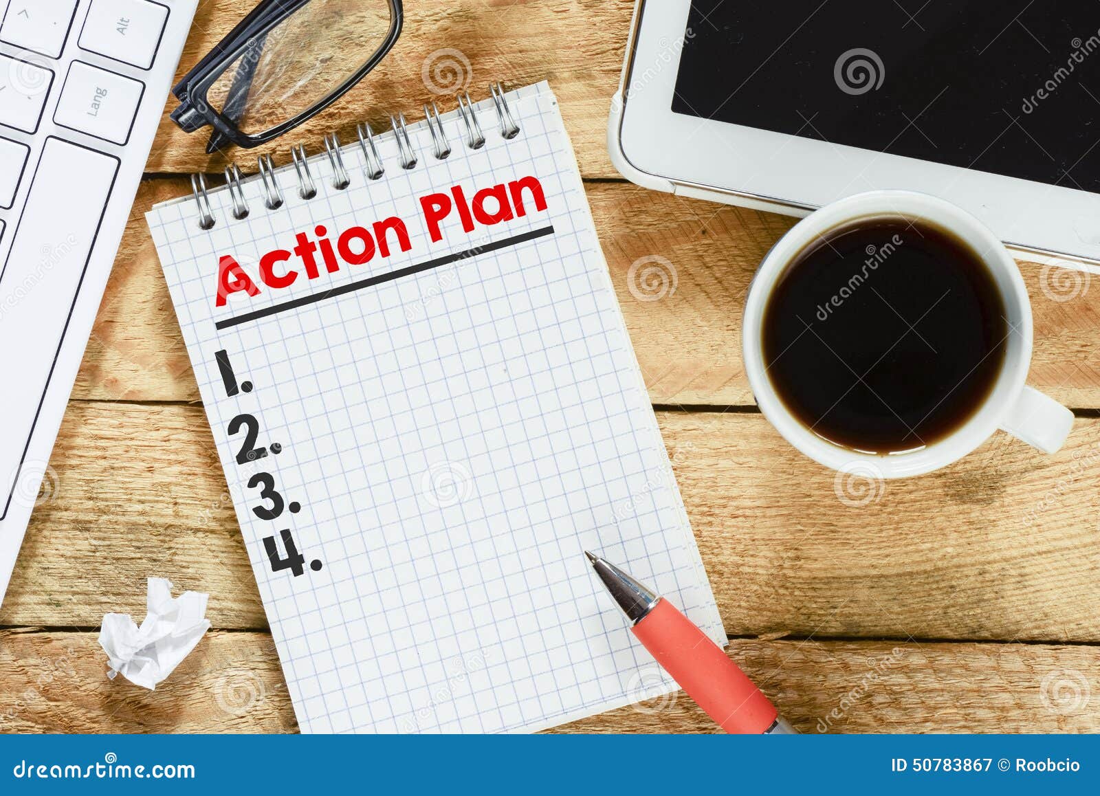 Notebook with action plan stock image. Image of notepaper - 50783867