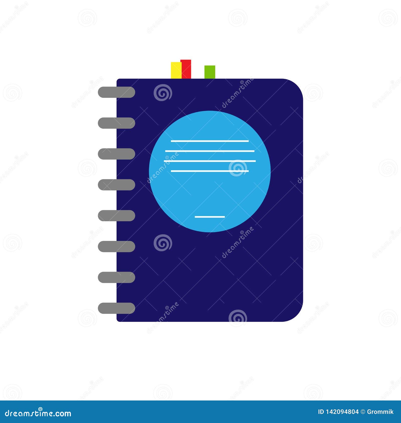 Notebook or Address Book with Bookmarks, Flat Design Stock Vector ...