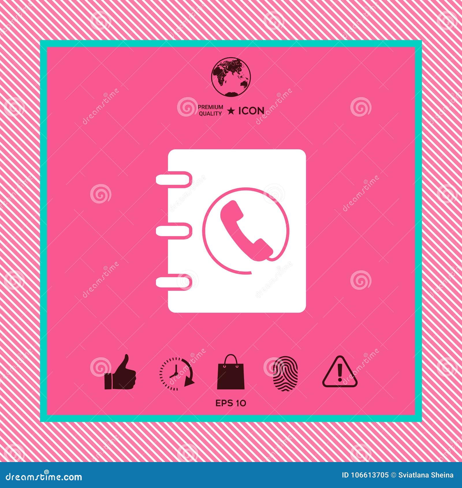 Notebook, Address, Phone Book Icon with Handset Symbol Stock Vector ...