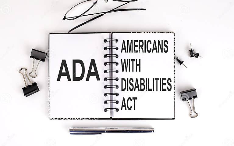 Notebook with Americans with Disabilities Act ADA on a Table Stock ...