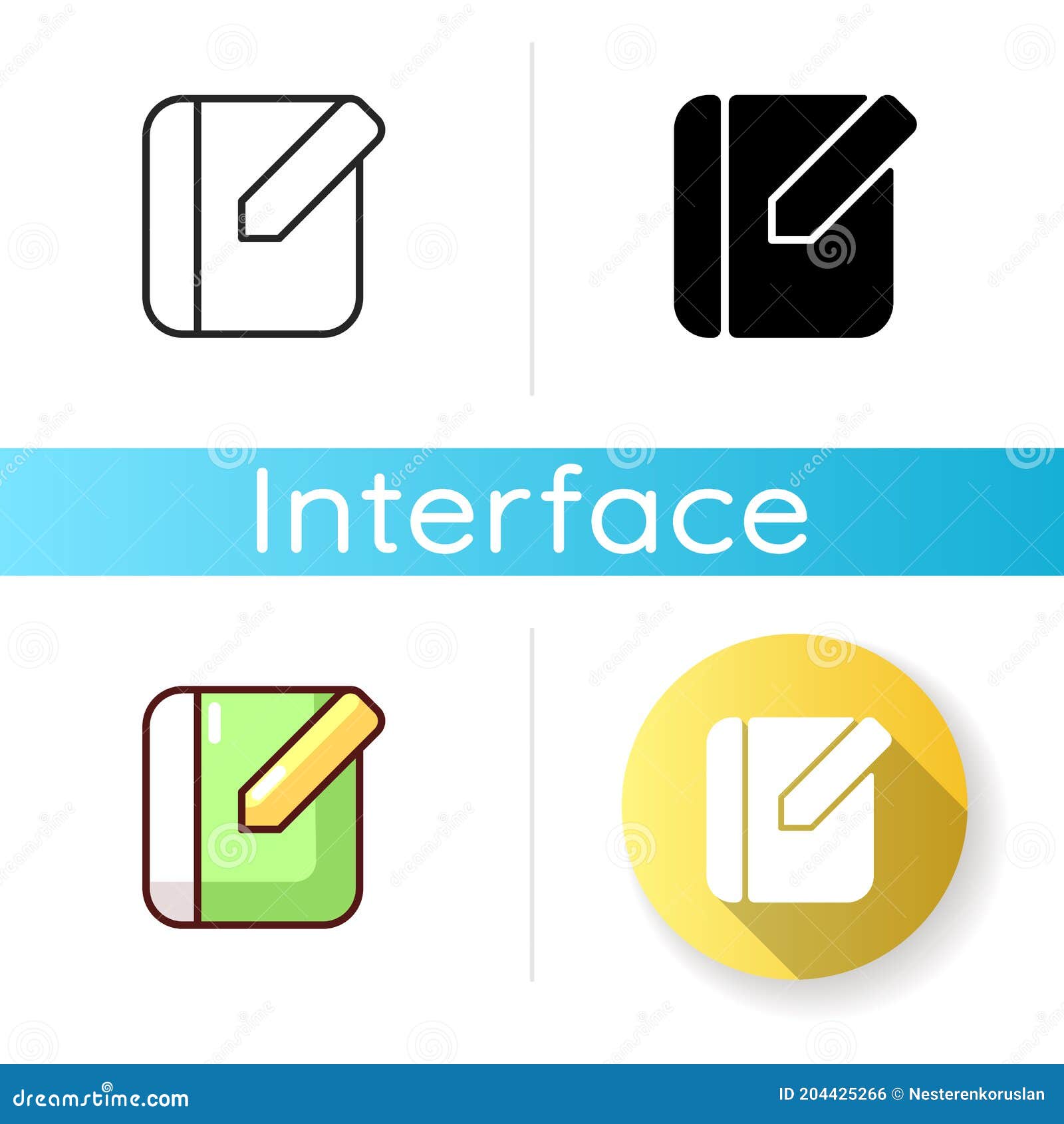 Notebook app icon stock vector. Illustration of glyph - 204425266