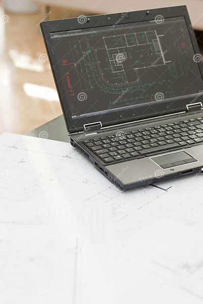 Notebook with Architectural Drawing Stock Photo - Image of powerful ...