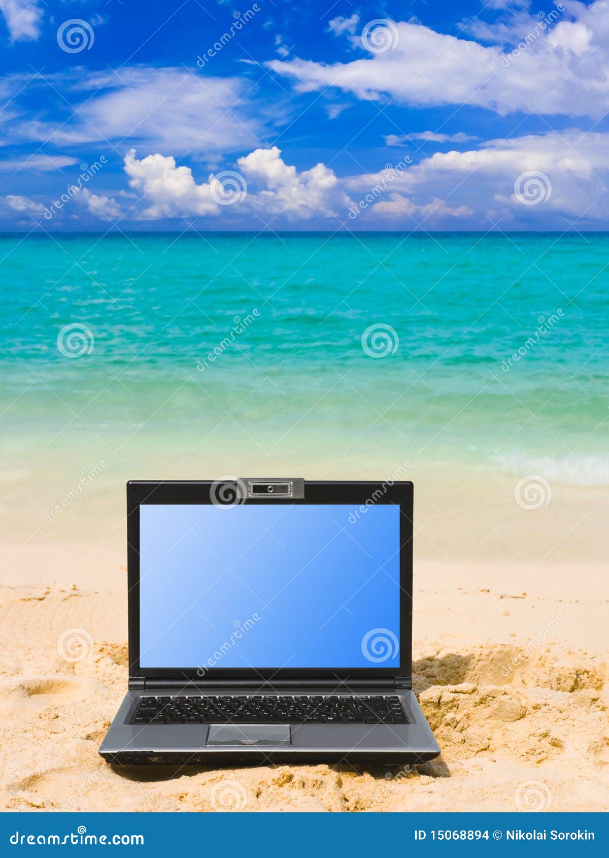 Notebook on beach stock photo. Image of keyboard, resort - 15068894