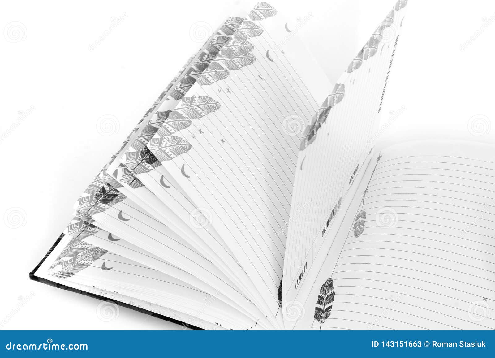 Notebook with Beautiful Pages. Open Notebook Stock Image - Image of ...