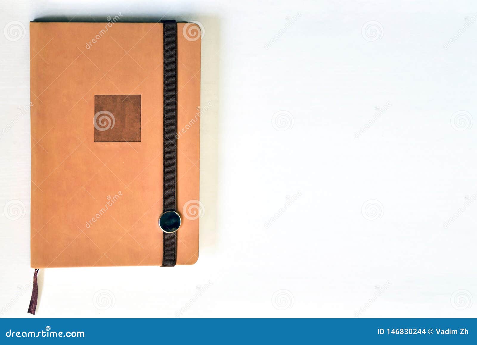 Notebook Beige, Brown, Lying on a White Table, Illuminated Stock Photo ...