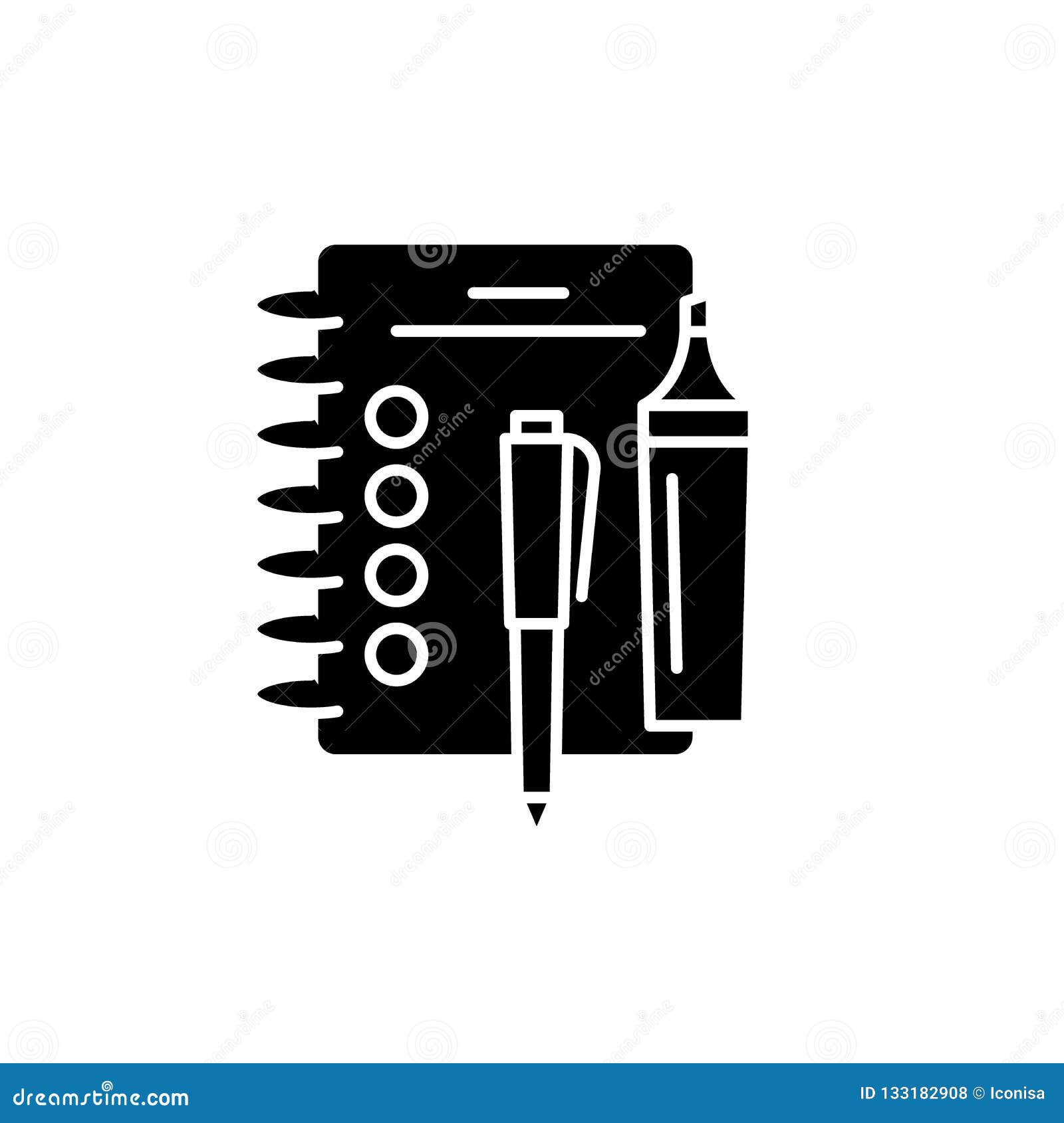 Notebook Black Icon, Vector Sign on Isolated Background. Notebook ...